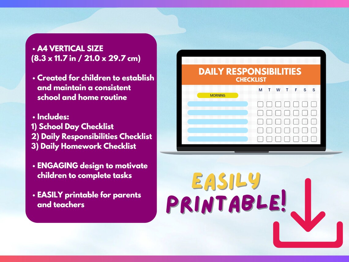 Daily Routine & Homework Organization Bundle, Daily Responsibilities ...