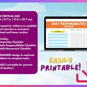 Daily Routine & Homework Organization Bundle, Daily Responsibilities ...