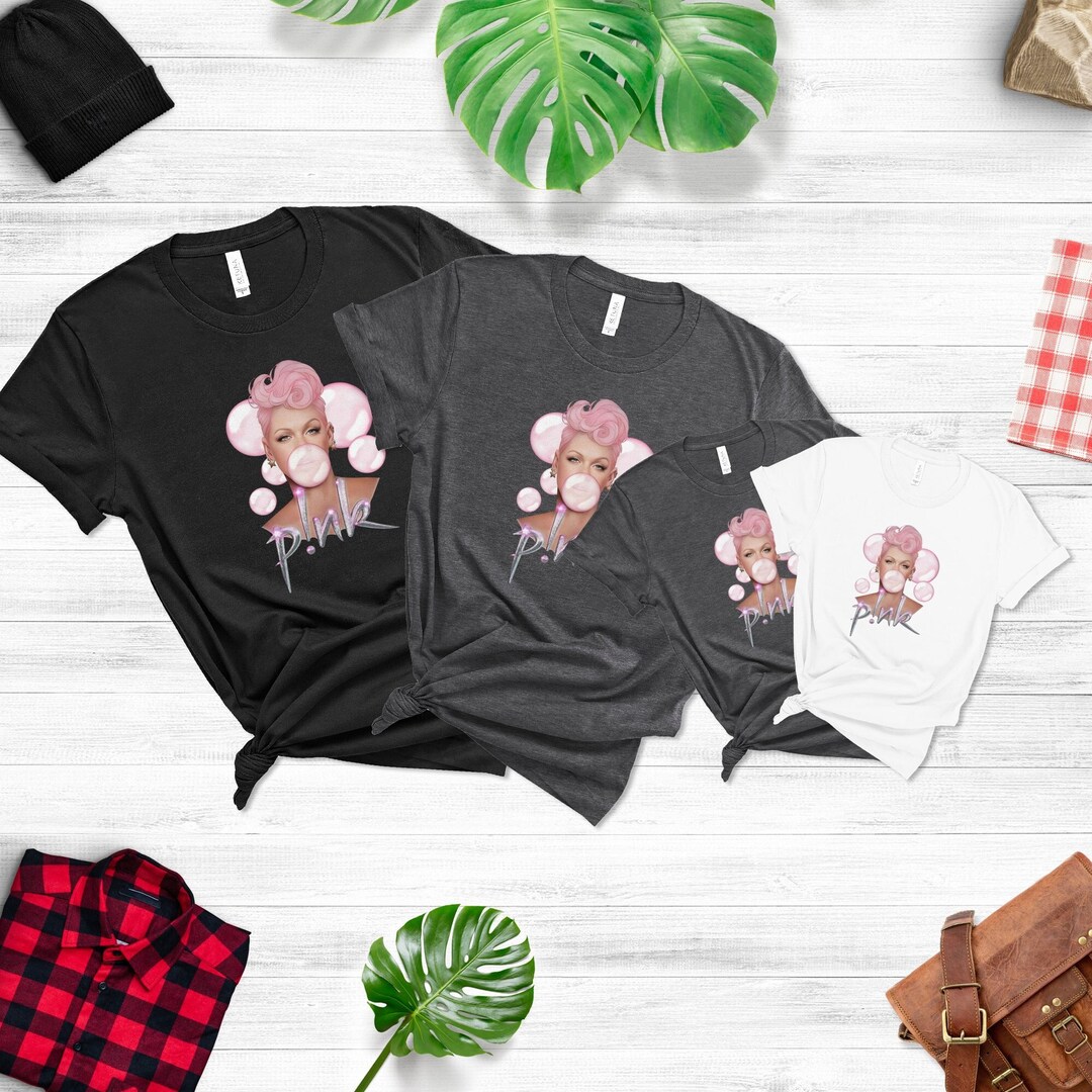 Pink Inspired Pop Music Fan T-shirt, Fashionable Graphic Tee, Casual ...