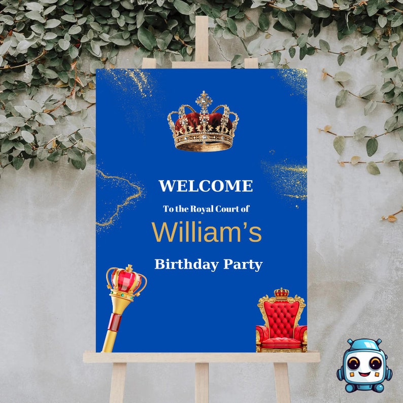 Royal Welcome Sign Template, Birthday Party, Prince Birthday Template ...