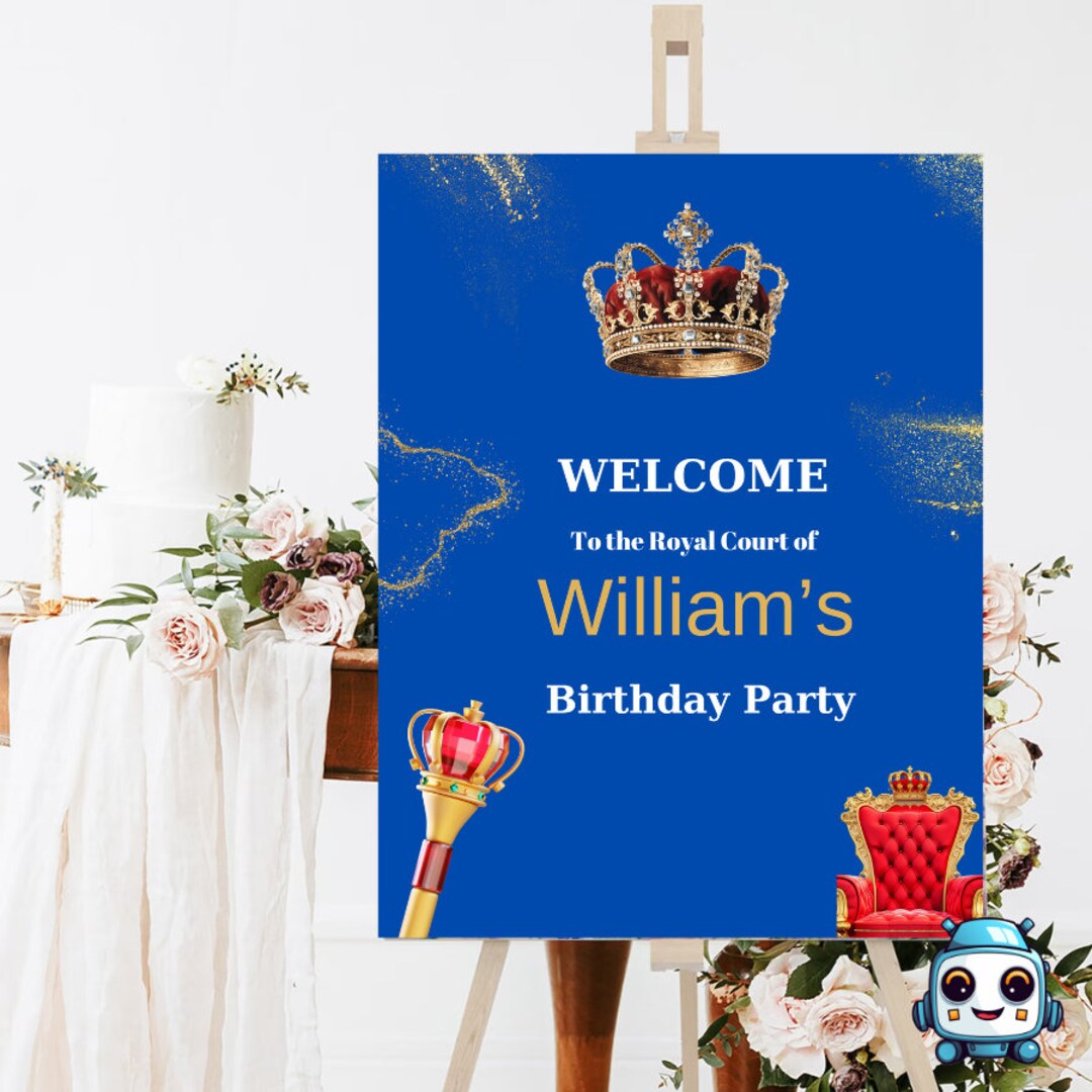Royal Welcome Sign Template, Birthday Party, Prince Birthday Template ...