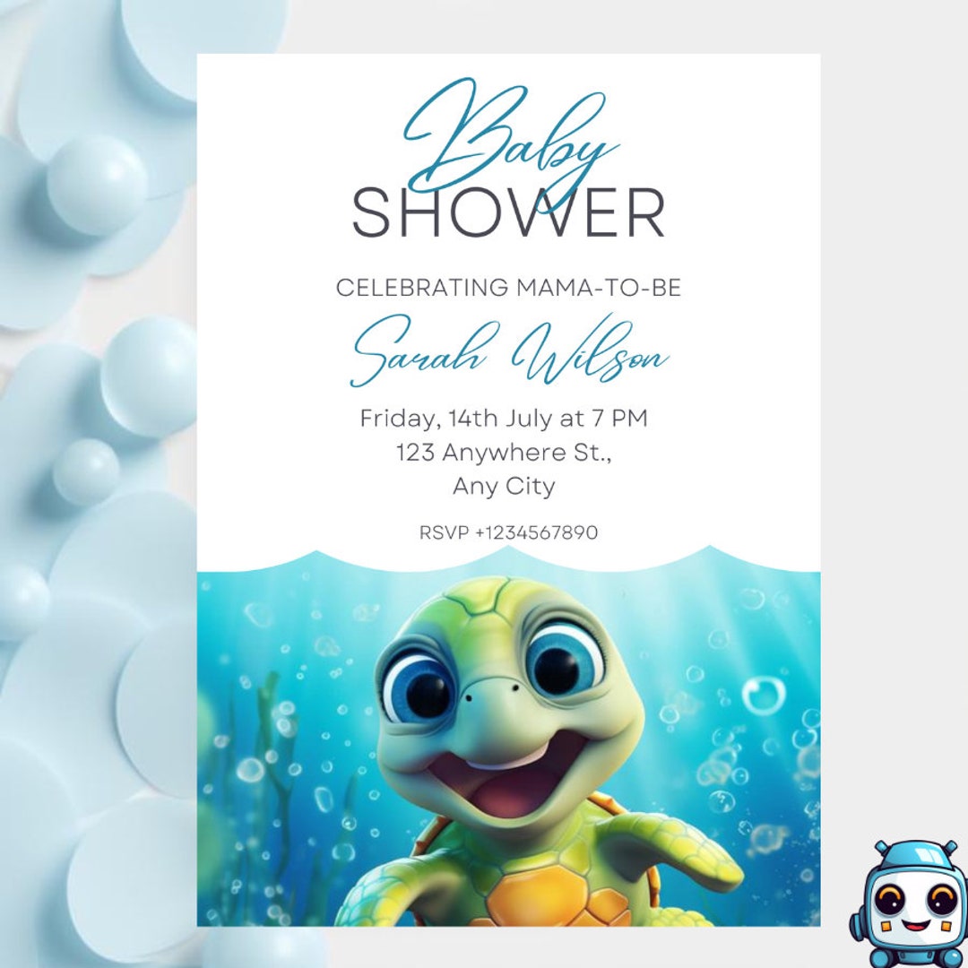 Editable Sea Turtle Baby Shower Invitation, Sea Baby Shower Invite, A ...