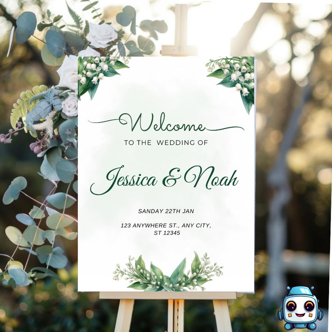 Wedding Welcome Sign Template, Custom Welcome Sign, Lily Flowers ...