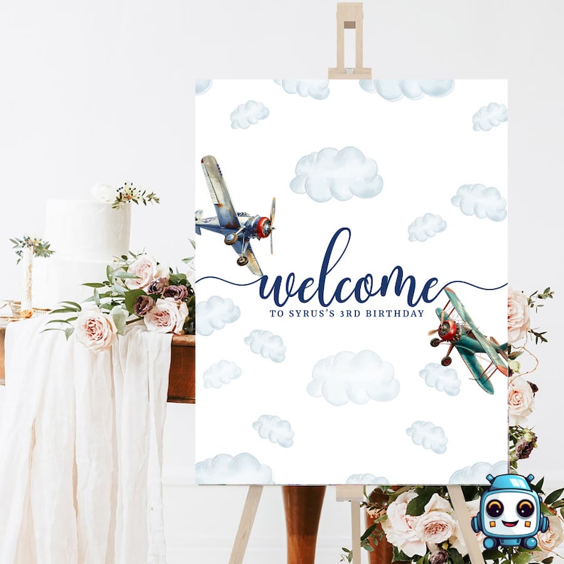 Plane Welcome Sign, Template Welcome Poster, Printable Party Welcome ...