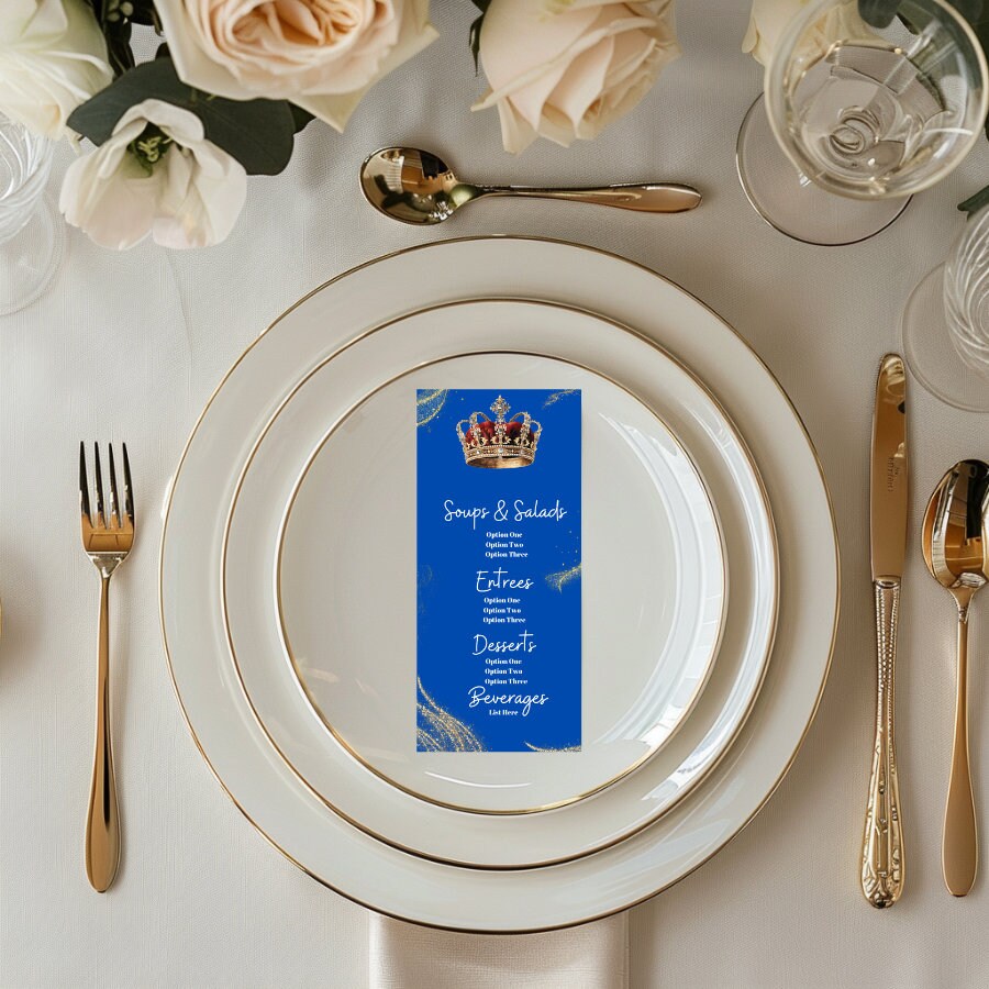 Blue Royal Menu, Prince Menu, Table Menu, Menu Template, Editable ...