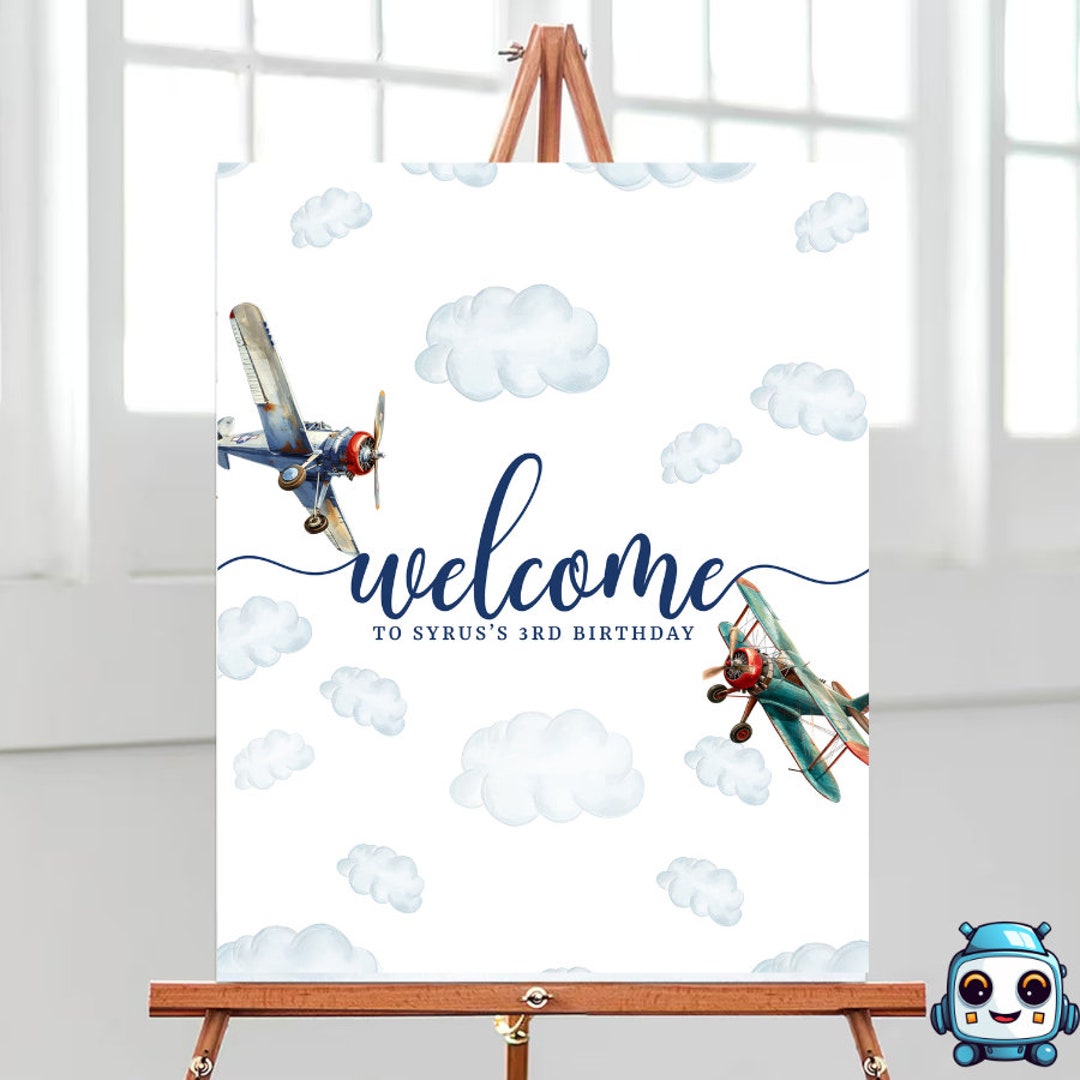 Plane Welcome Sign, Template Welcome Poster, Printable Party Welcome ...