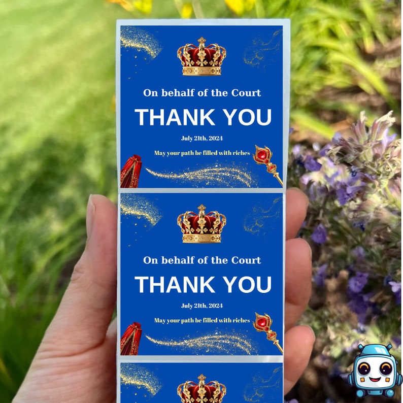 Royal Thank You Template, Birthday Party, Prince Square Tag, Blue Gift ...