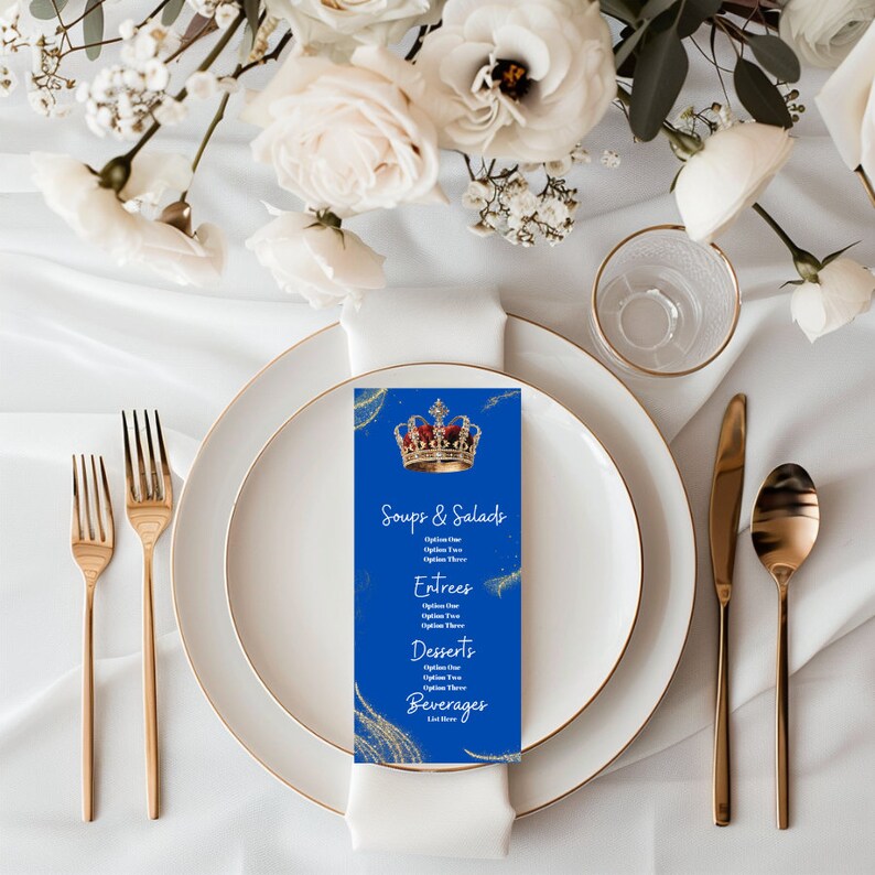 Blue Royal Menu, Prince Menu, Table Menu, Menu Template, Editable ...