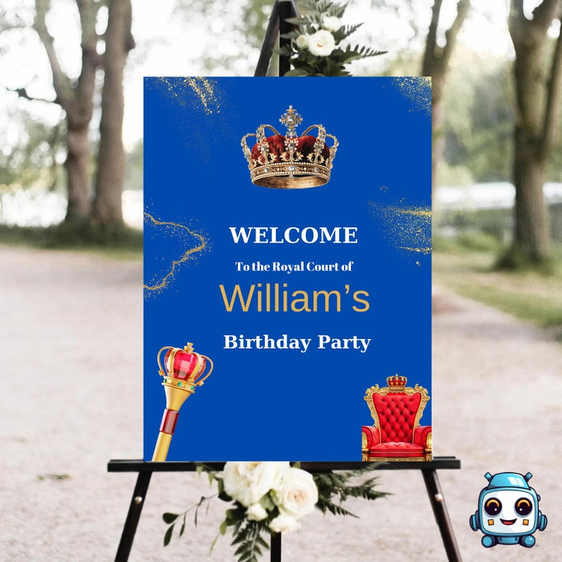Royal Welcome Sign Template, Birthday Party, Prince Birthday Template ...