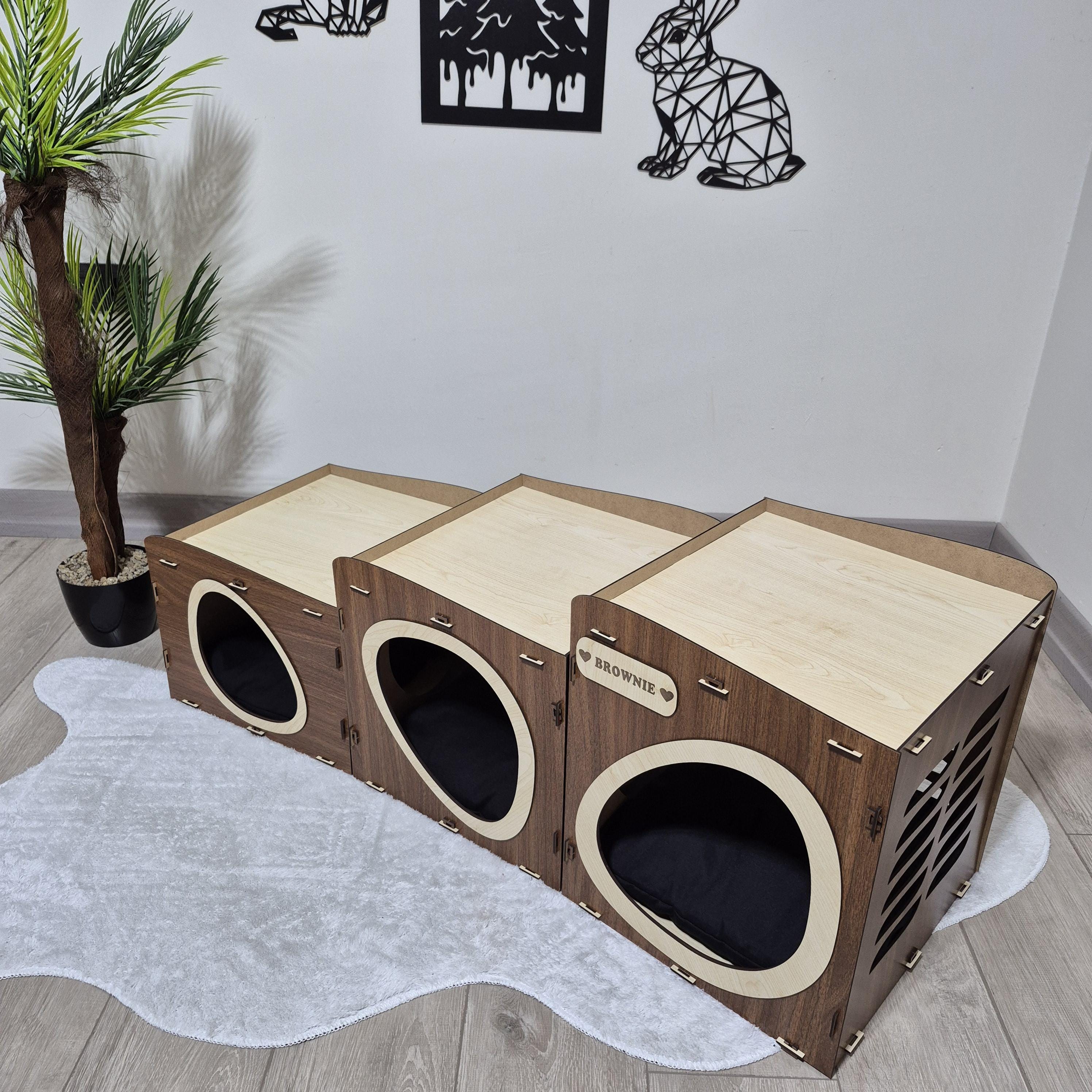 Wooden Rabbit House, Two Storey Rabbit Castle, Modern Rabbit Furniture ...