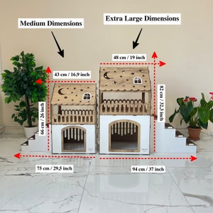 Wooden Rabbit House, Two Storey Rabbit Castle, Modern Rabbit Furniture ...
