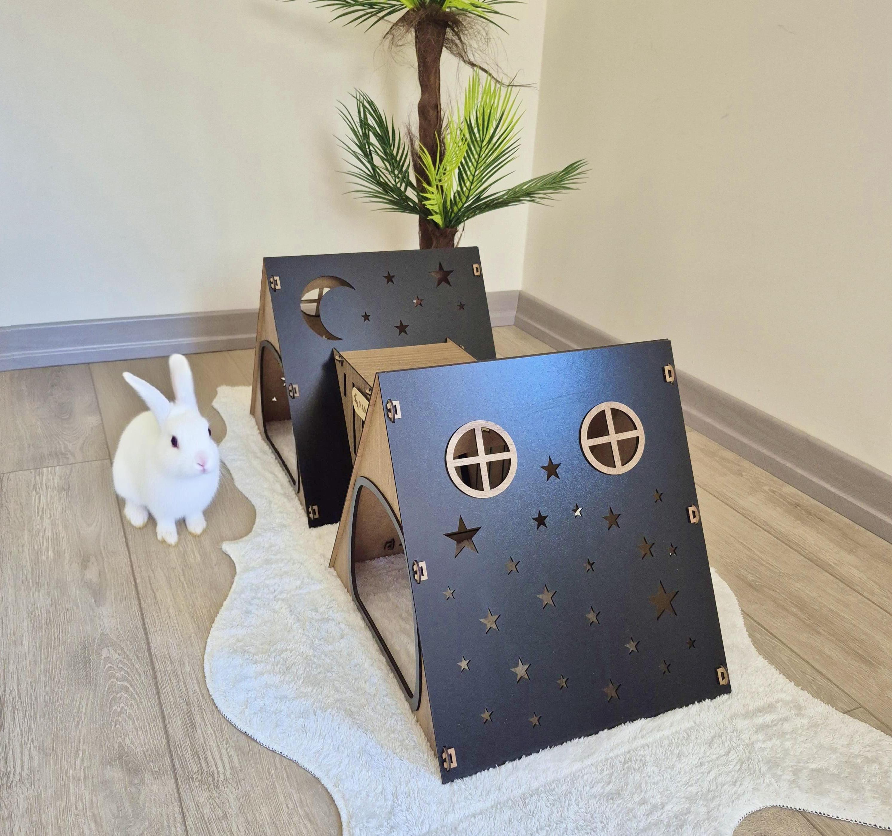 2-piece Bungalow Set, Wooden Bunny Bungalow, Wooden Rabbit House ...