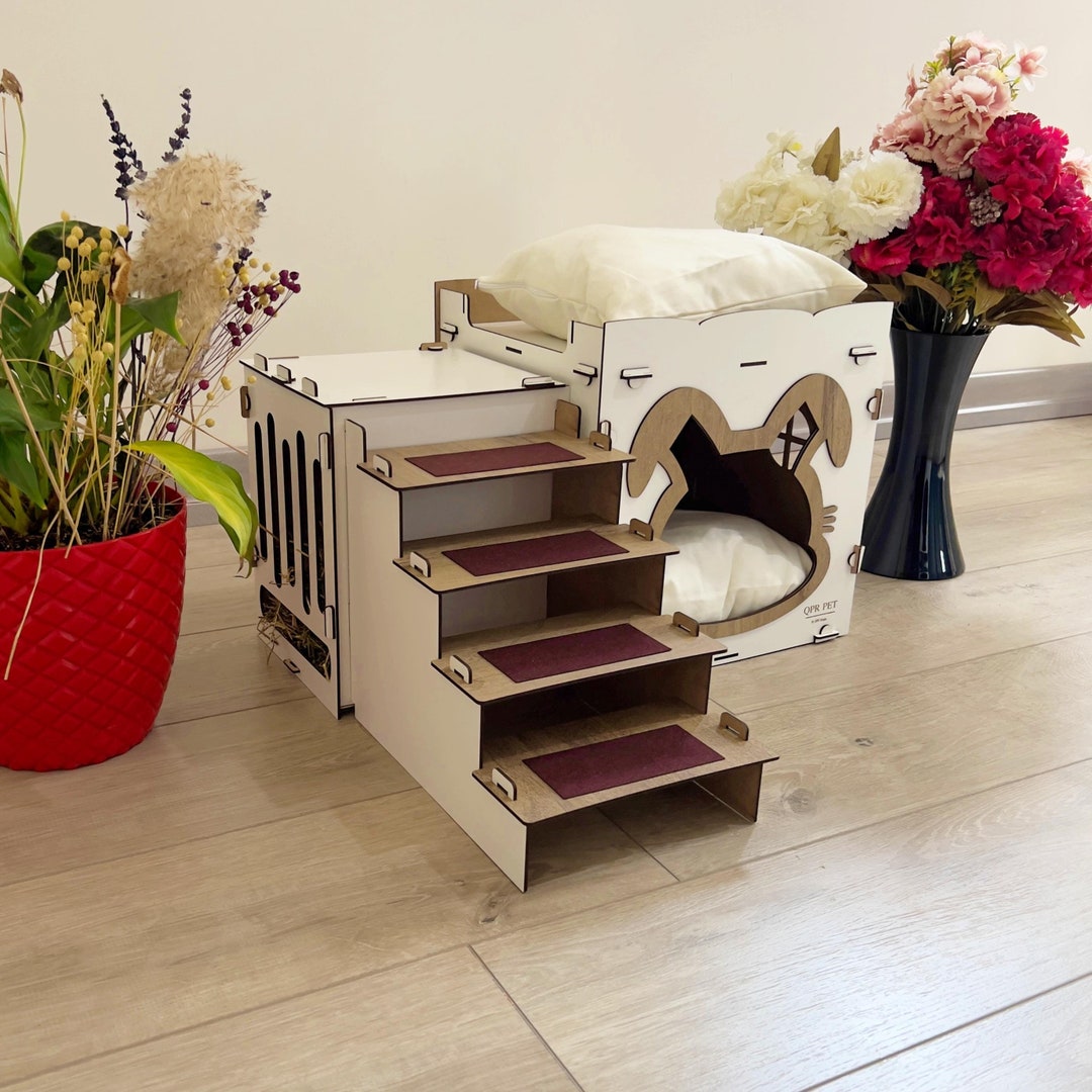 Wooden Modern Rabbit House , Wooden Pet Castle for Multiple Rabbits ...