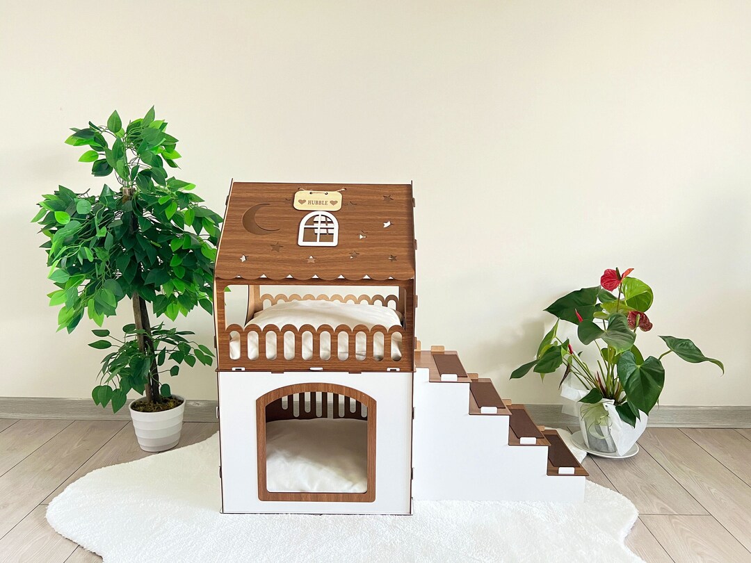 Wooden Rabbit House, Two Storey Rabbit Castle, Modern Rabbit Furniture ...