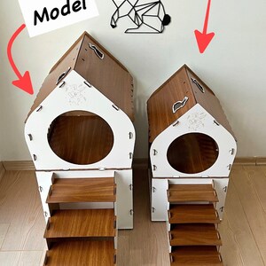 Wooden Rabbit House, Two Storey Rabbit Castle, Hay Feeder Bunny ...