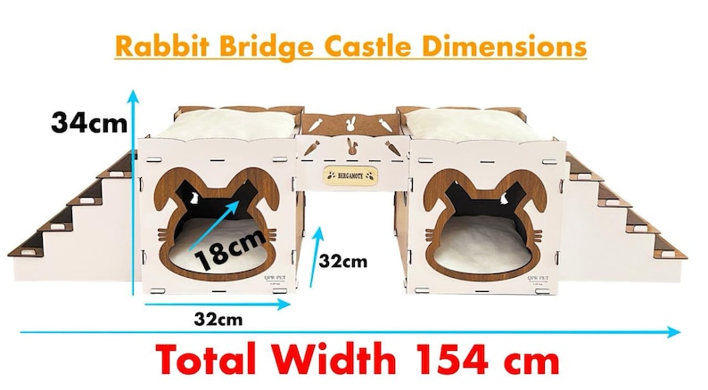 Multi-bunny Indoor Hutch, Two Room Bridge Modern Rabbit House , Rabbit ...