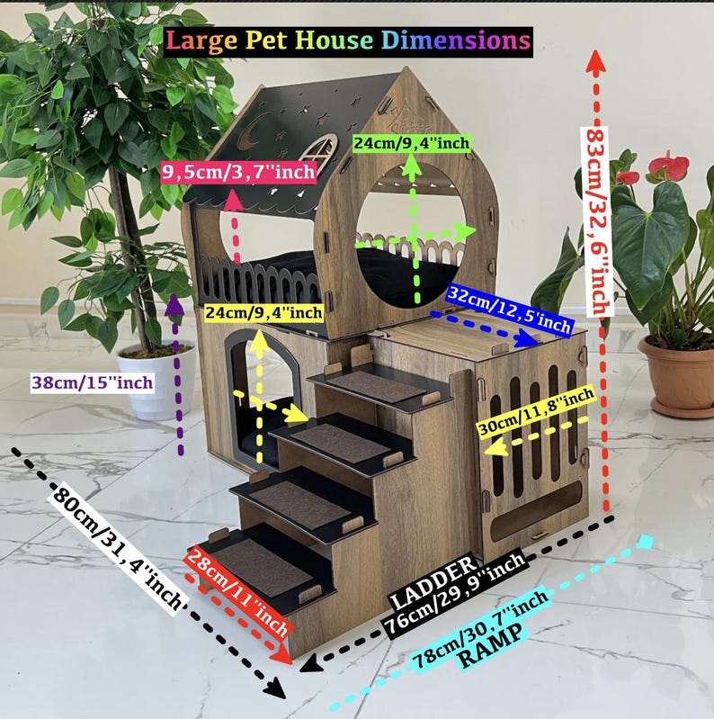 Modern Two-story Rabbit Villa, Customizable Two-story Bunny Mansion ...