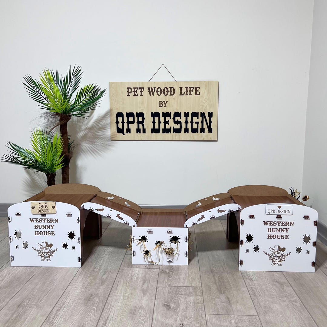 Indoor Rabbit House, Two Storey Pet Castle, 2 Story Wooden Bunny House ...