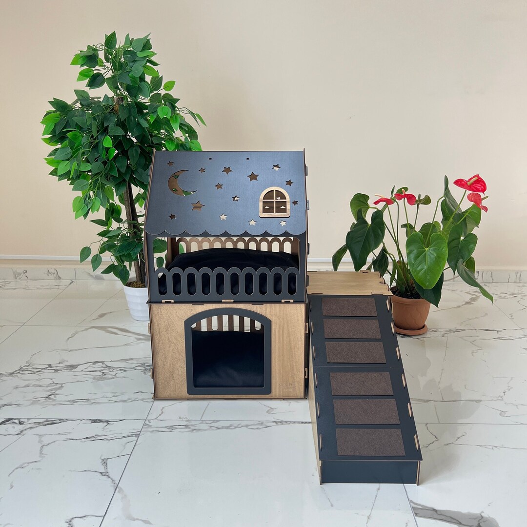 Modular Wooden Rabbit House With Hay Feeder, Extra Large Wooden Rabbit ...