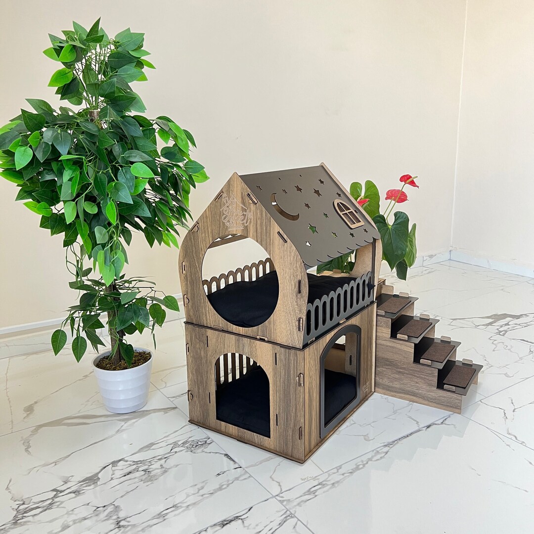 Two Storey Pet House, Rabbit Castle, Wooden Large Rabbit House, Bunny ...