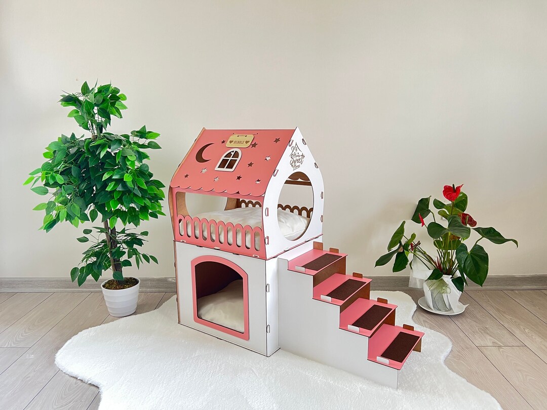 Two Room Modern Rabbit House , Wooden Pet Castle for Multiple Rabbits ...