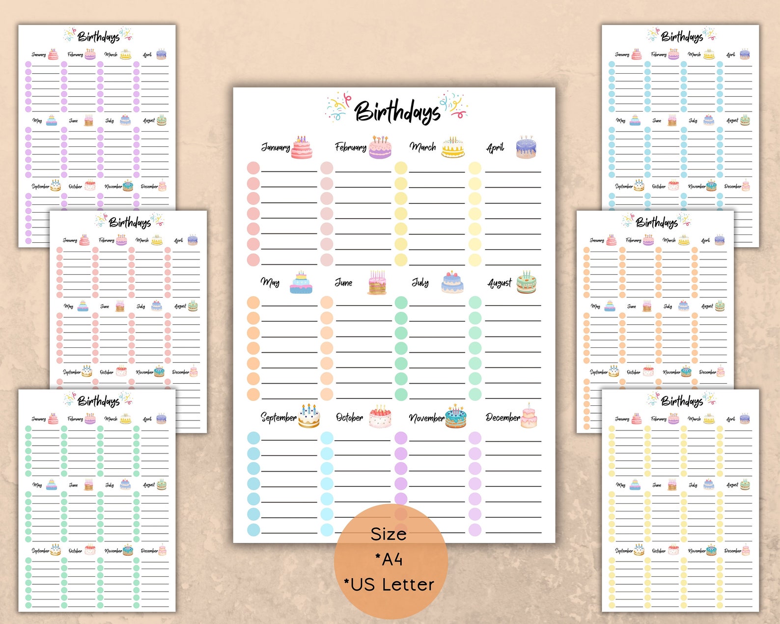 Birthday Tracker Printable Template Birthday Planner Printable Editable ...