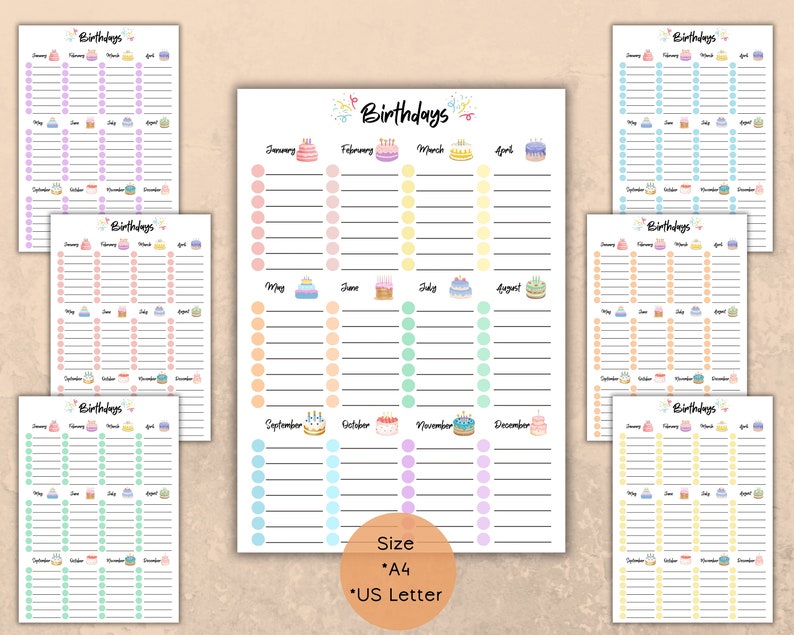 Birthday Tracker Printable Template Birthday Planner Printable Editable ...