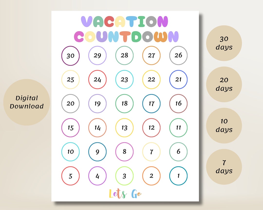 Kids Vacation Countdown | Kids Countdown Holiday Trip | Vacation Kids ...