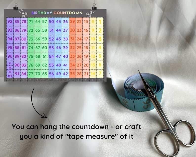 Birthday Countdown Printable Template, Kids Bday Countdown, Rainbow ...