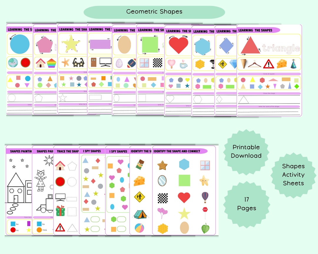 Geometric Shapes,shape Recognition,learning Geometry,shape Workbook ...