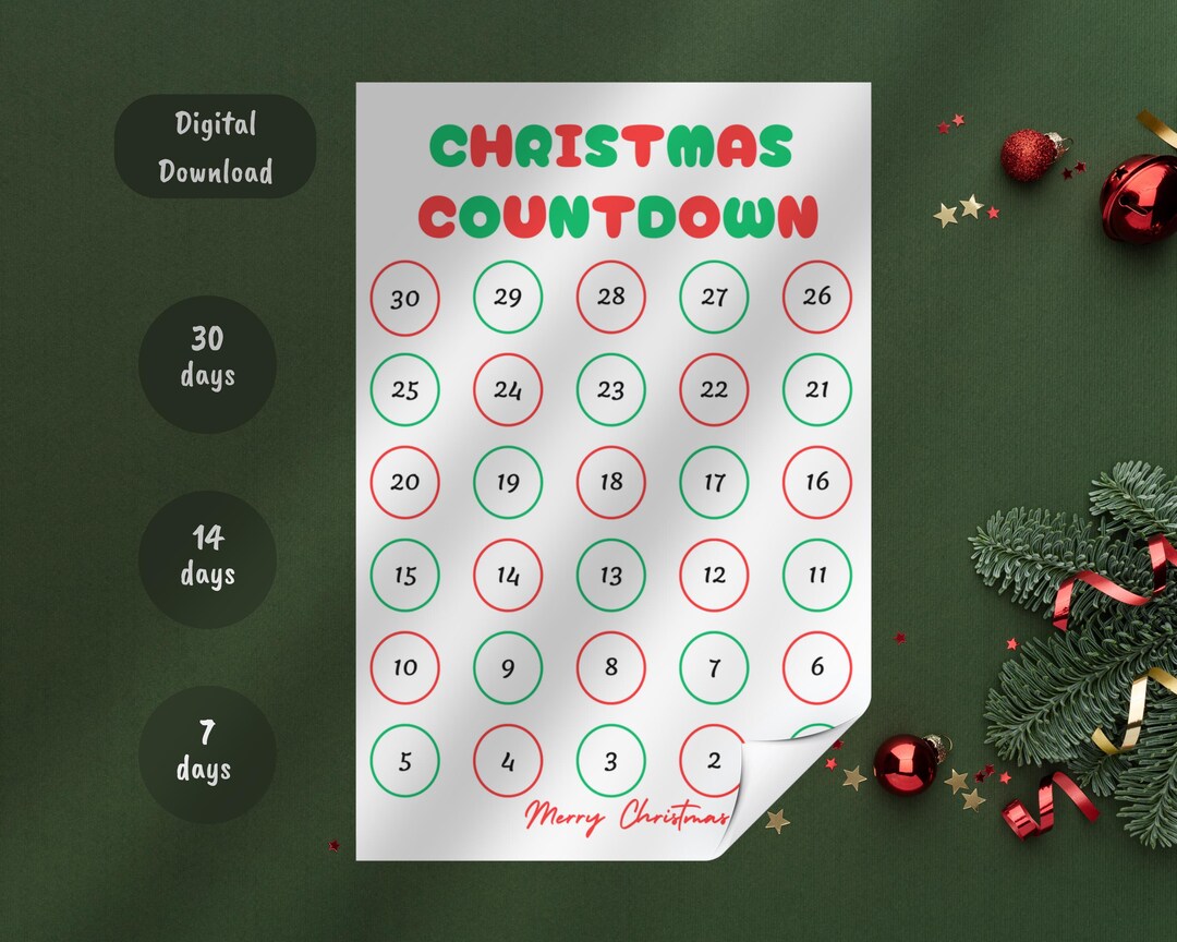 Christmas Advent Calendar Christmas Countdown Poster Kids Classroom ...