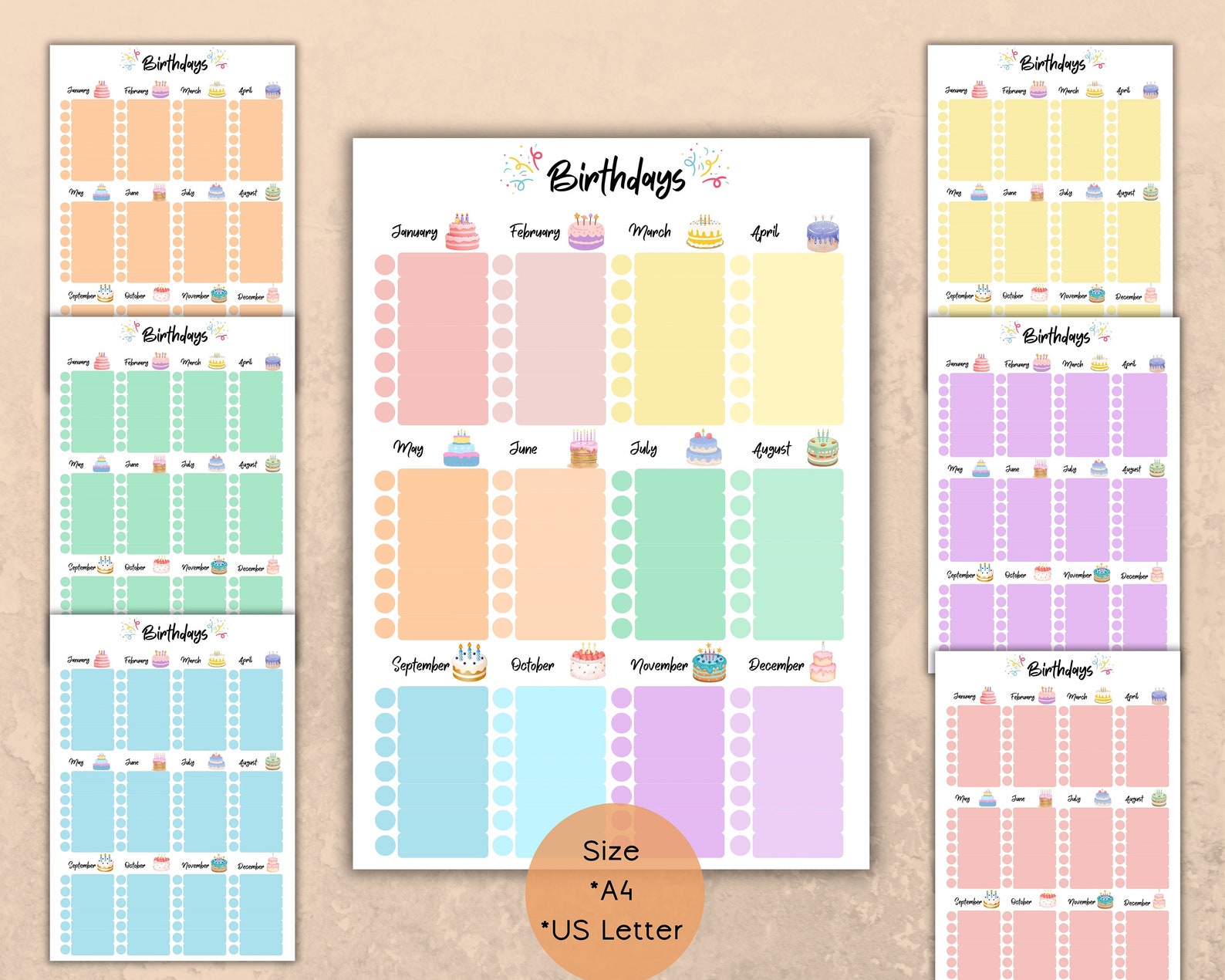 Birthday Tracker Printable Template Birthday Planner Printable Editable ...
