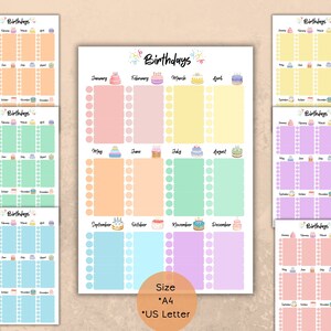 Birthday Tracker Printable Template | Birthday Planner Printable ...