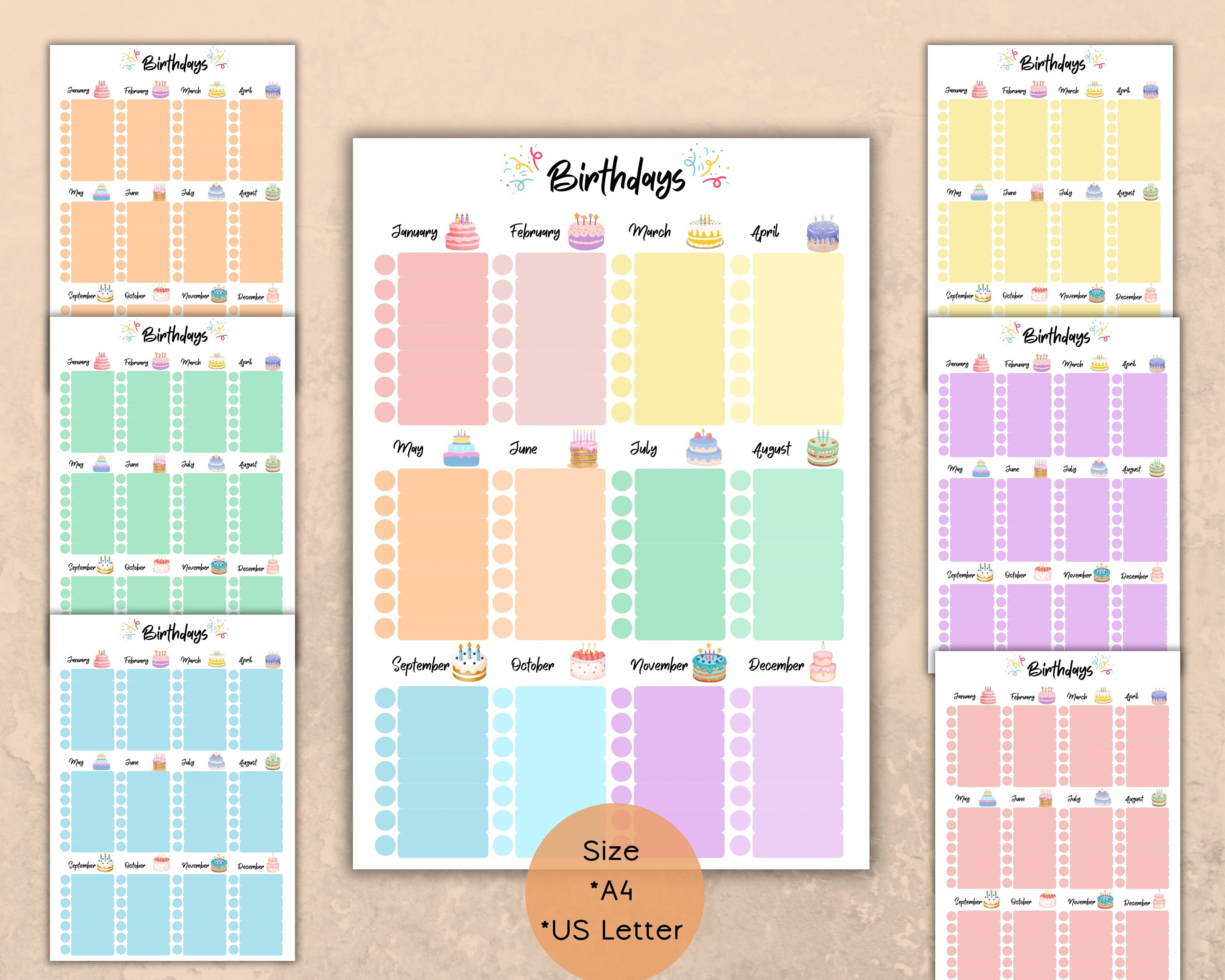 Birthday Tracker Printable Template | Birthday Planner Printable ...