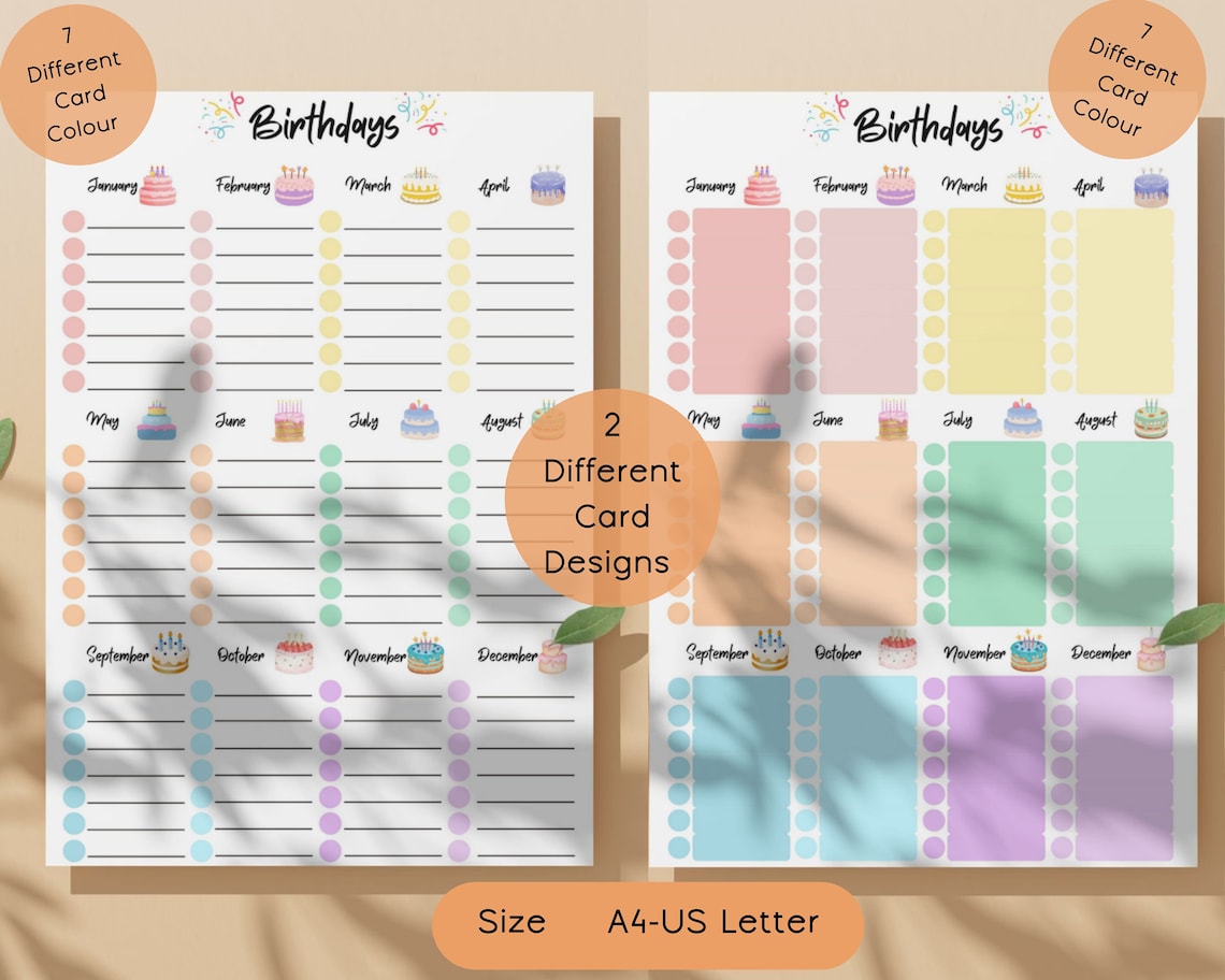 Birthday Tracker Printable Template Birthday Planner Printable Editable ...