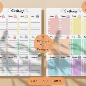 Birthday Tracker Printable Template Birthday Planner Printable Editable ...