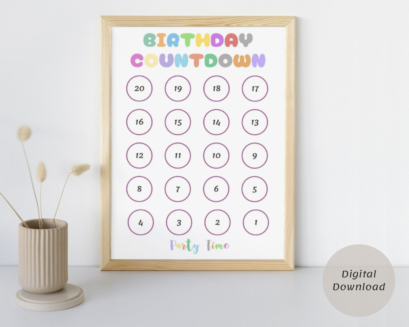Birthday Countdown Printable Template, Kids Bday Countdown, Rainbow Party PDF, Milestone ...