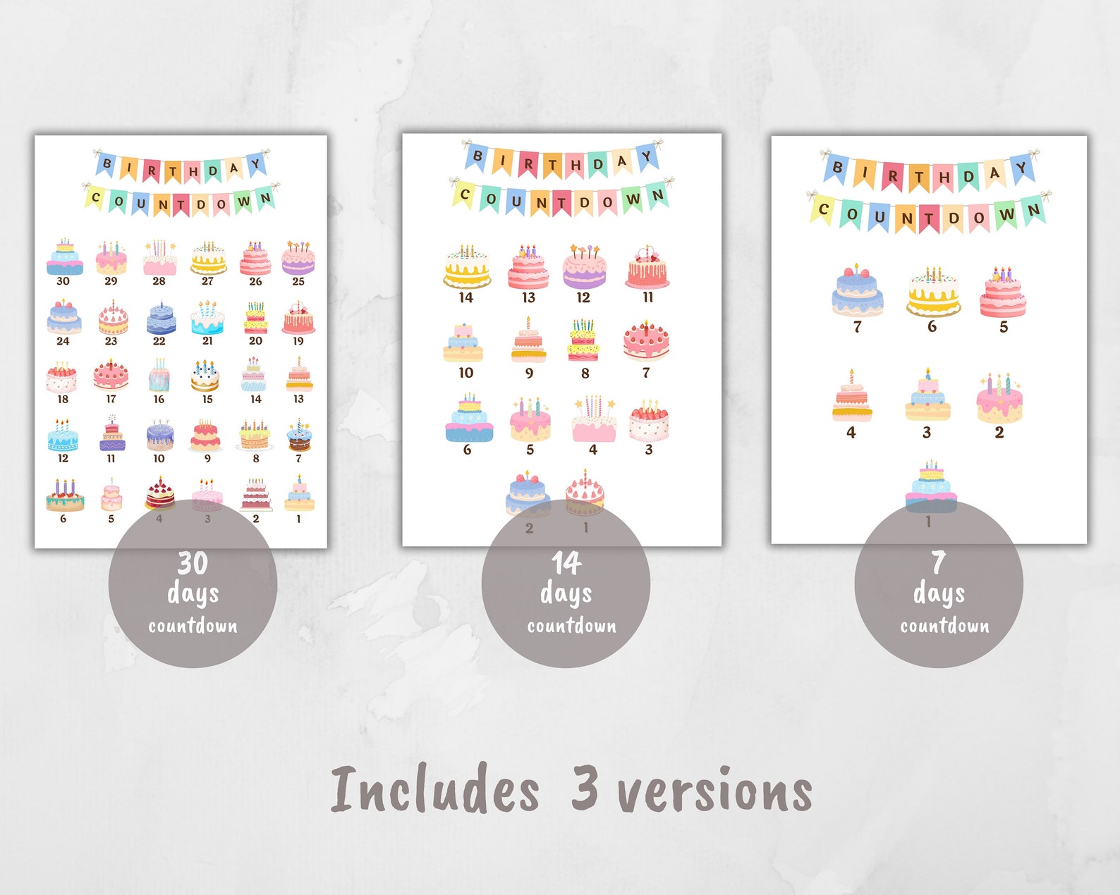 Birthday Countdown Printable Template, Kids Bday Countdown, Rainbow ...