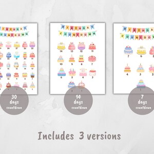 Birthday Countdown Printable Template, Kids Bday Countdown, Rainbow ...