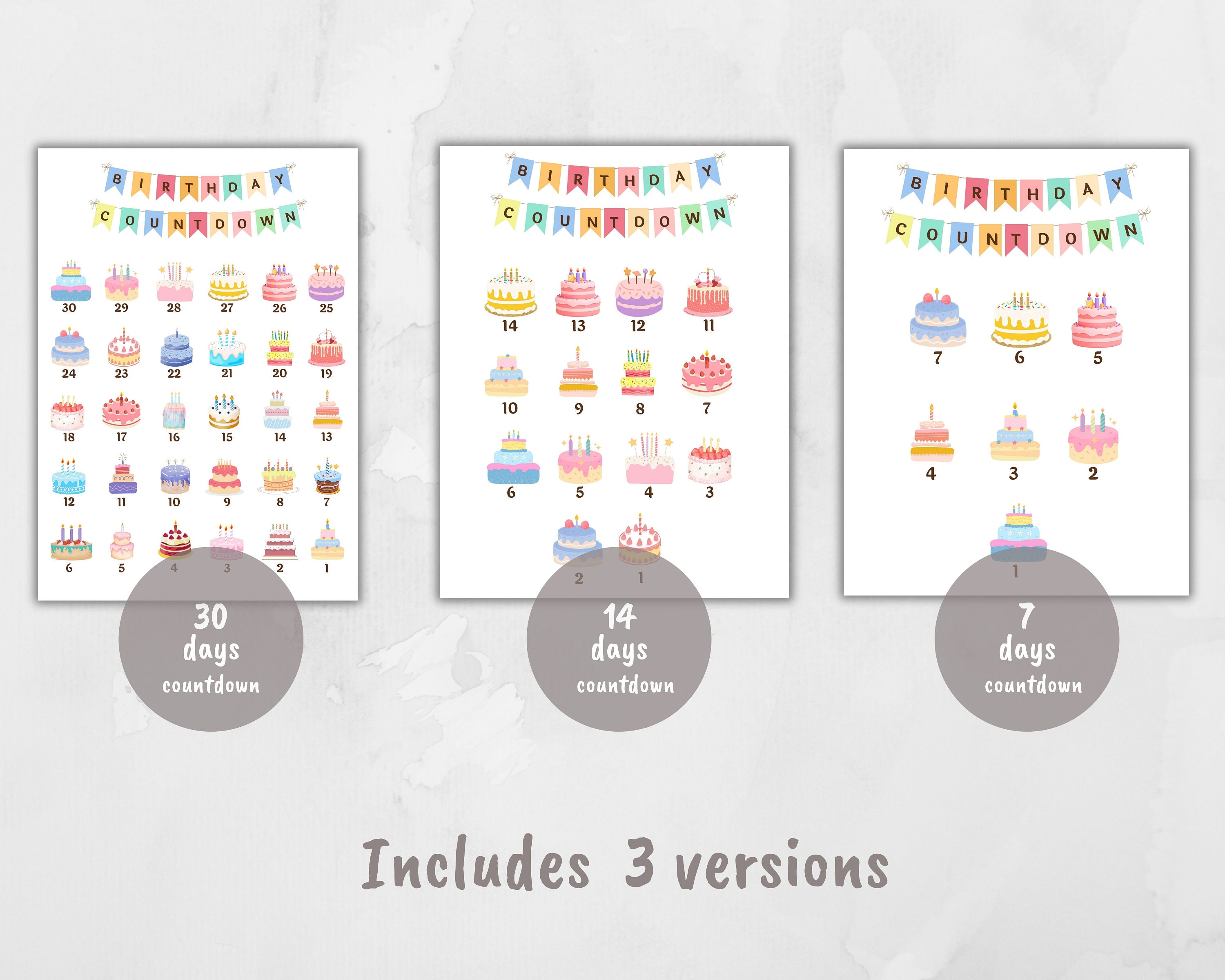 Birthday Countdown Printable Template, Kids Bday Countdown, Rainbow ...