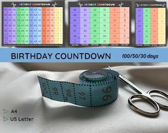 Birthday Countdown Printable Template, Kids Bday Countdown, Rainbow ...