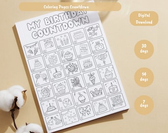 Birthday Countdown Printable Template, Kids Bday Countdown, Rainbow ...