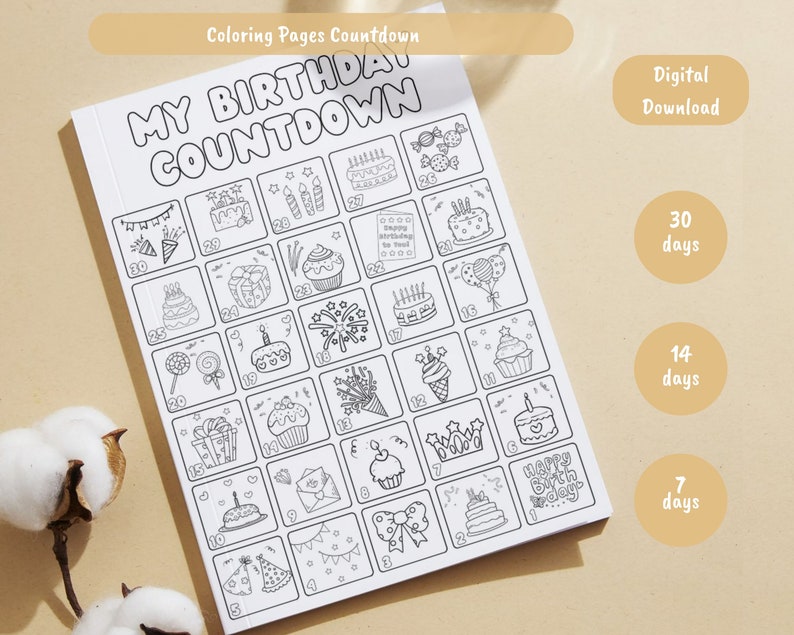 Birthday Countdown Printable Template, Kids Bday Countdown, Rainbow ...