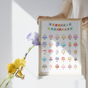 Birthday Countdown Printable Template, Kids Bday Countdown, Rainbow ...