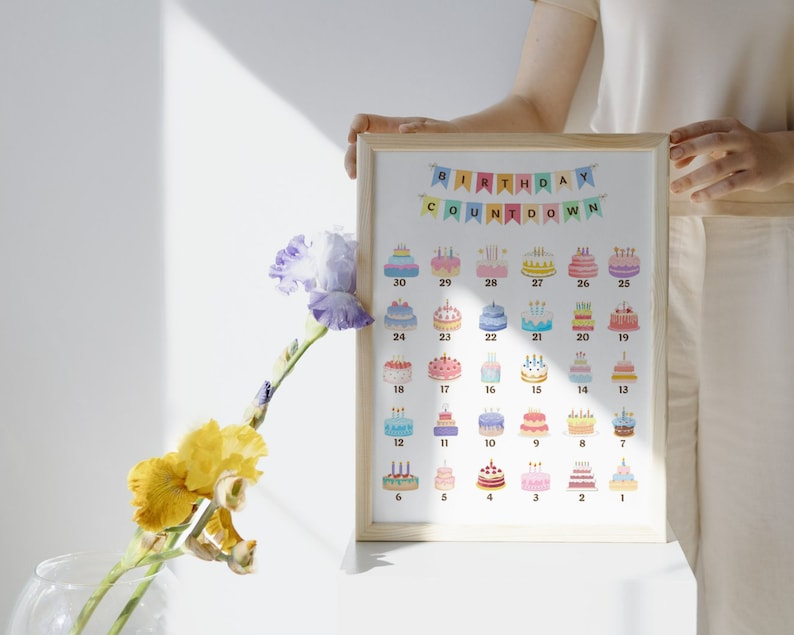 Birthday Countdown Printable Template, Kids Bday Countdown, Rainbow ...