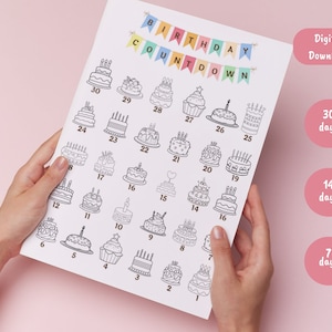 Birthday Countdown Printable Template, Kids Bday Countdown, Rainbow ...