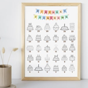 Birthday Countdown Printable Template, Kids Bday Countdown, Rainbow ...