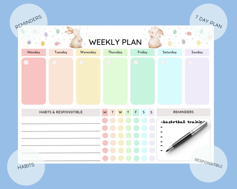 Kids Weekly Planner, Kids Daily Planner, Homeschool Planner, Kids ...