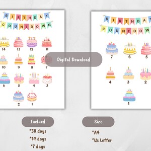 Birthday Countdown Printable Template, Kids Bday Countdown, Rainbow ...