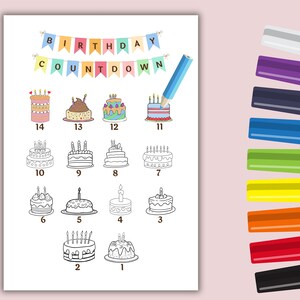 Birthday Countdown Printable Template, Kids Bday Countdown, Rainbow ...